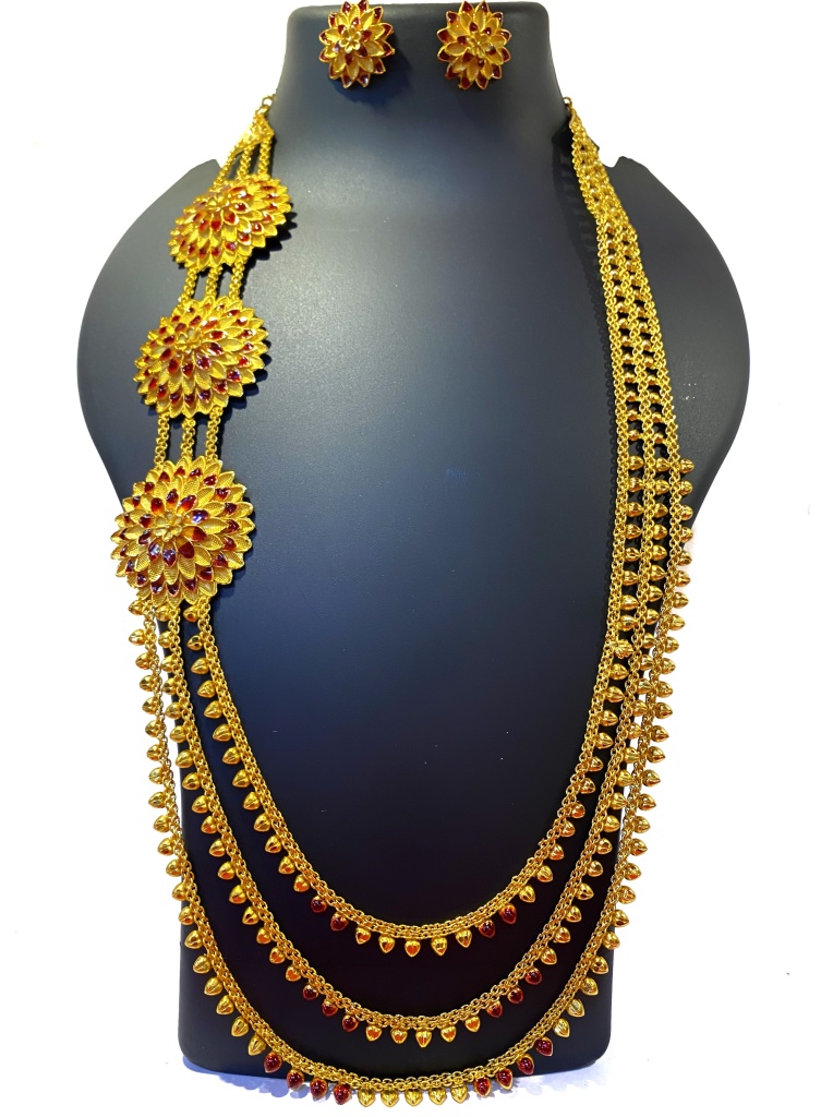 Three flower with minakari Lohori set – Swarna Payel